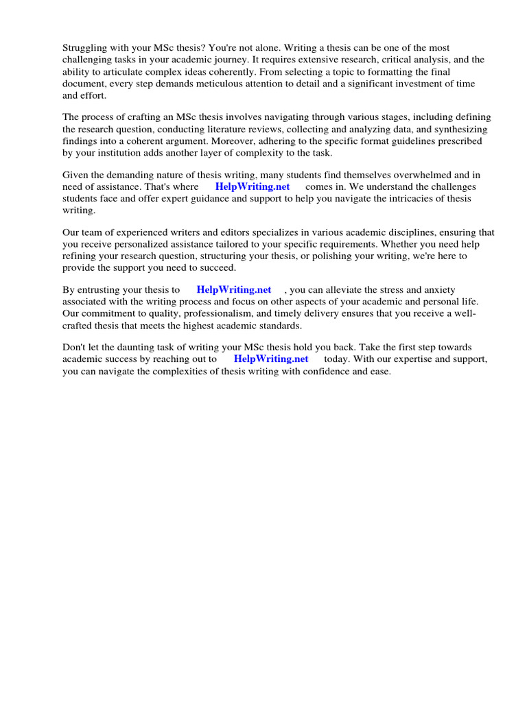 MSC Thesis Format | PDF