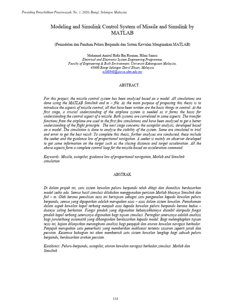 Missile Control System Simulation in MATLAB | PDF | Missile