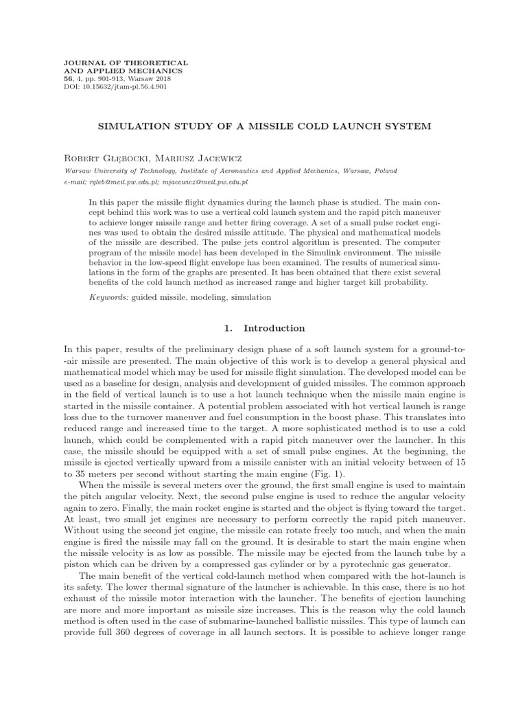 Simulation Study of A Missile Cold Launc | PDF