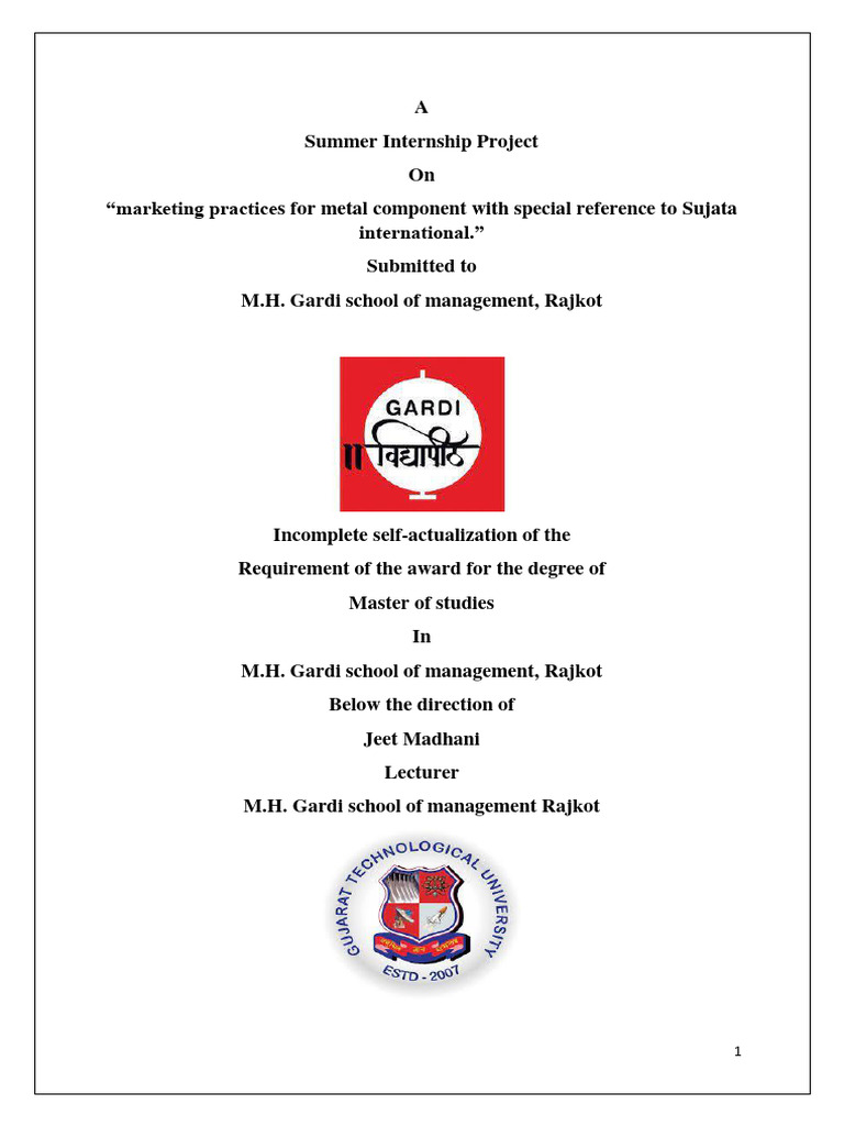 SIP Project Final | PDF | Human Resources | Employment