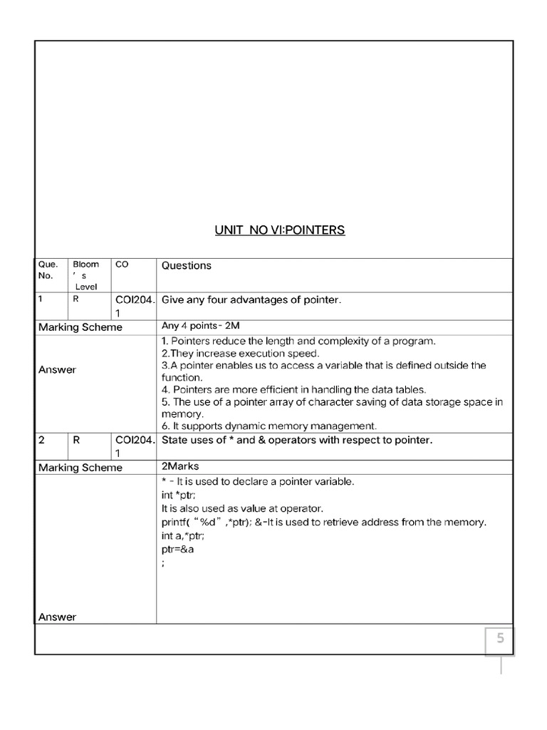 C Language - Pointer Notes | PDF