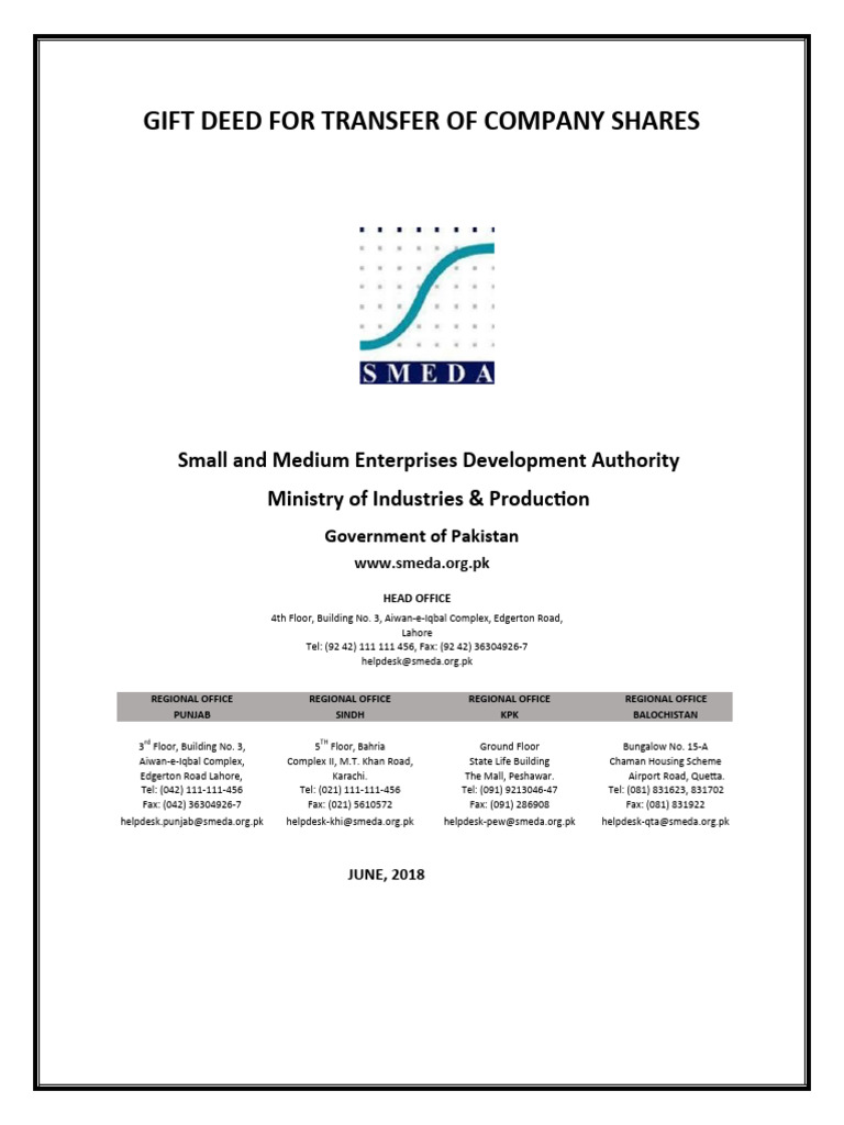 Gift Deed For Transfer of Company Shares | PDF