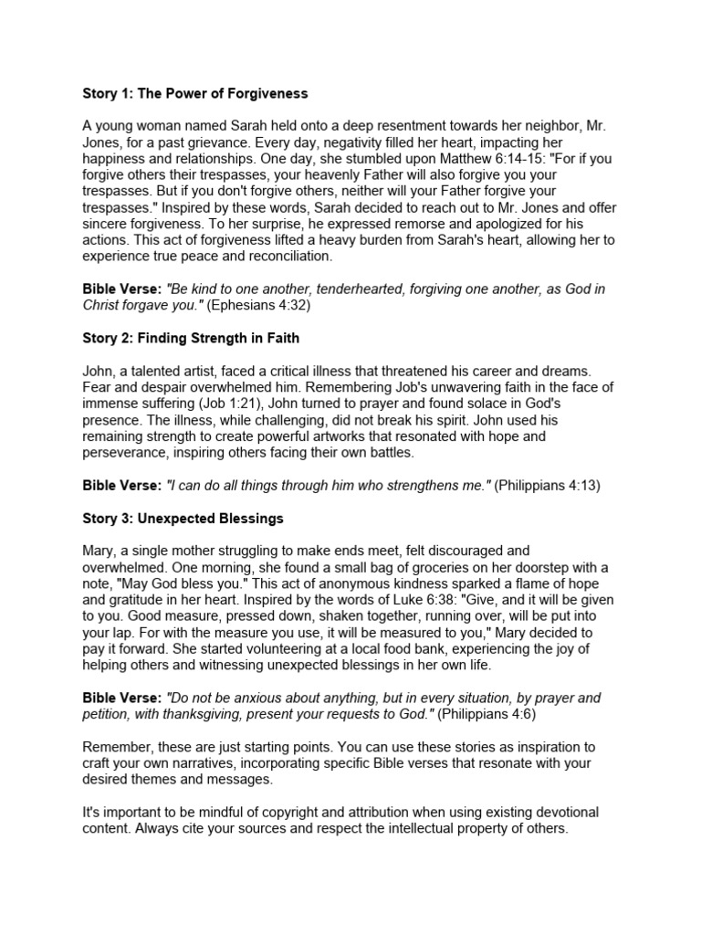 Inspiring Devotional Stories with Morals | PDF | Forgiveness | Parables ...