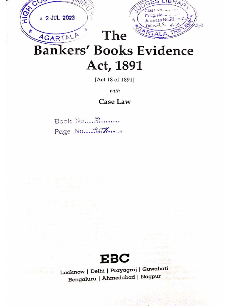 Bankers' Books Evidence Act, 1891 | PDF