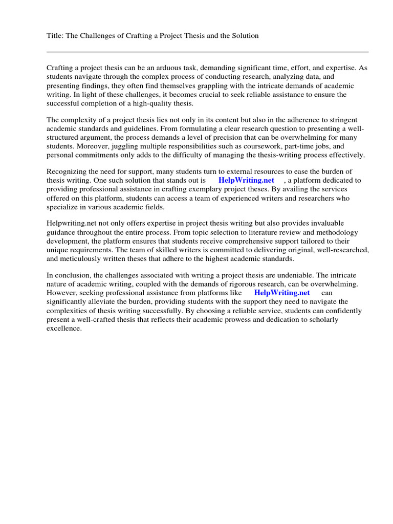 Project Thesis Examples | PDF | Thesis | Chemistry