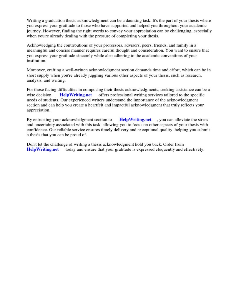Graduation Thesis Acknowledgement | PDF | Career & Growth | Business