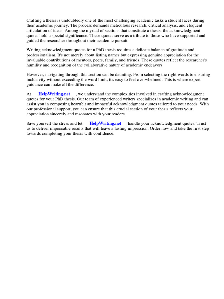 Acknowledgement Quotes PHD Thesis | PDF | Thesis | Doctor Of Philosophy