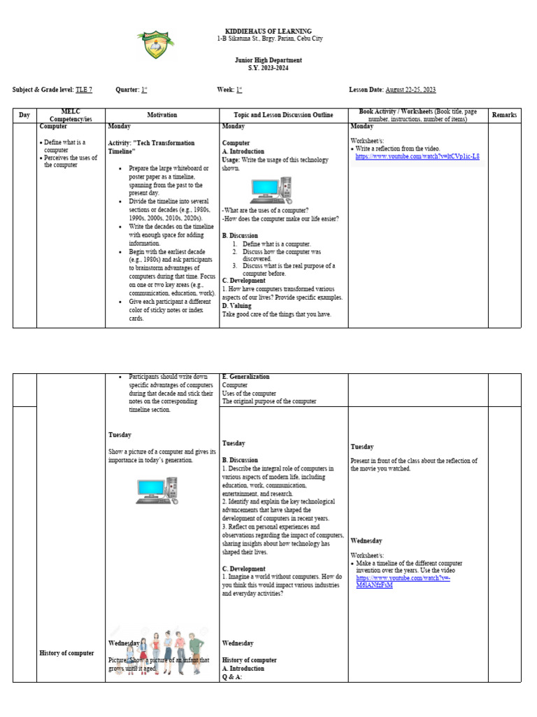 Introduction to Computers in TLE 7 | PDF | Science | Computing
