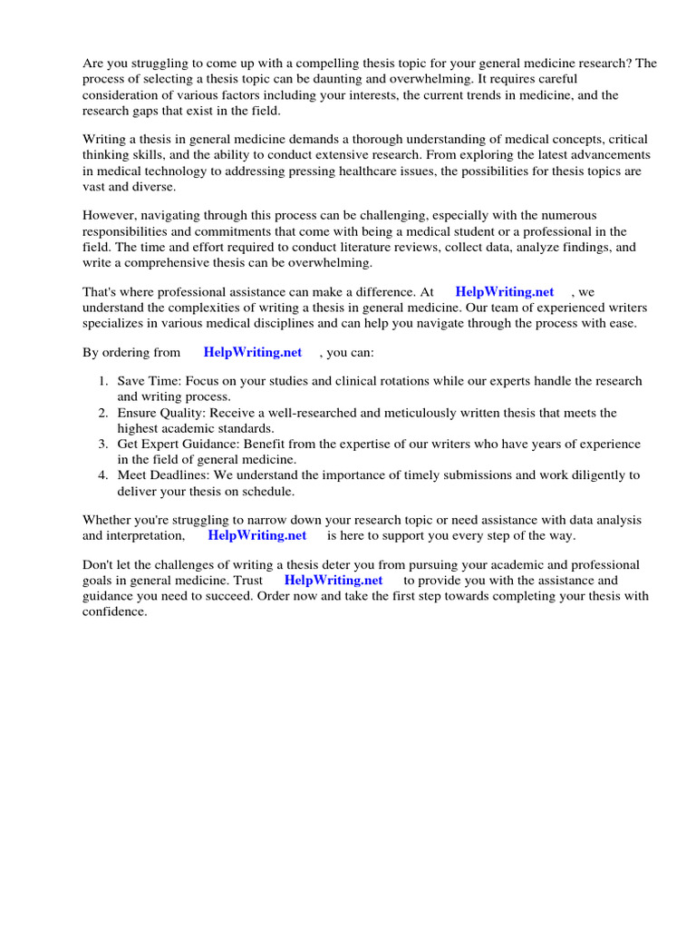 Thesis Topics in General Medicine | PDF | Thesis | Surgery