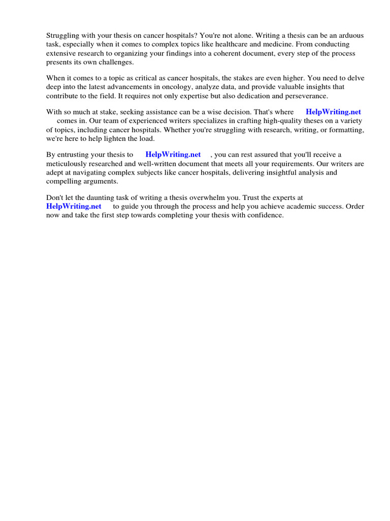 Thesis Cancer Hospital | PDF Thesis Cancer Hospital | PDF