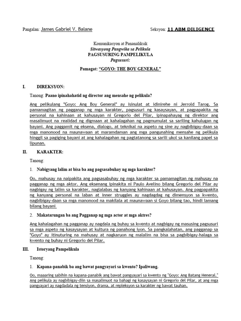 Pagsusuring Pampelikula 1 | PDF