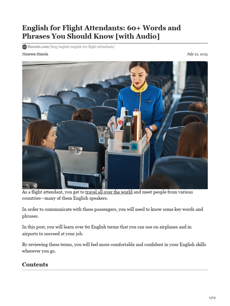 English For Flight Attendants | PDF | Baggage | Airport