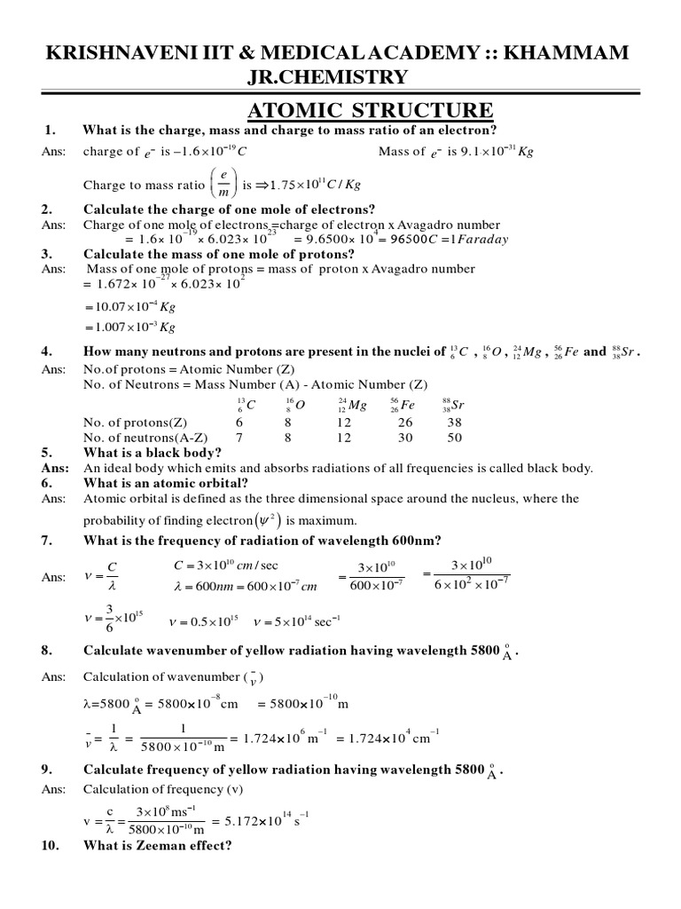 Atomic Structure Ipe | PDF
