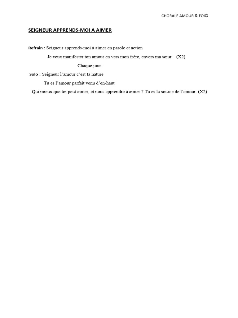 Seigneur Apprends-Moi À Aimer | PDF
