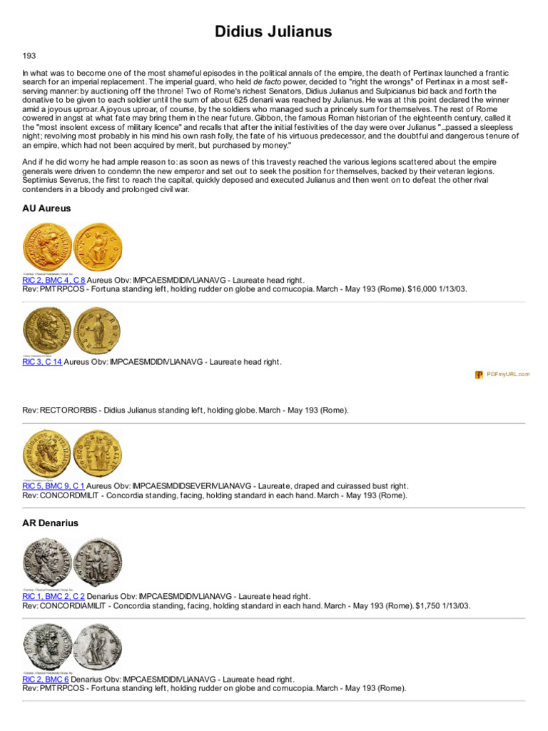 Didius Julianus | PDF | Ancient Rome | Roman Empire
