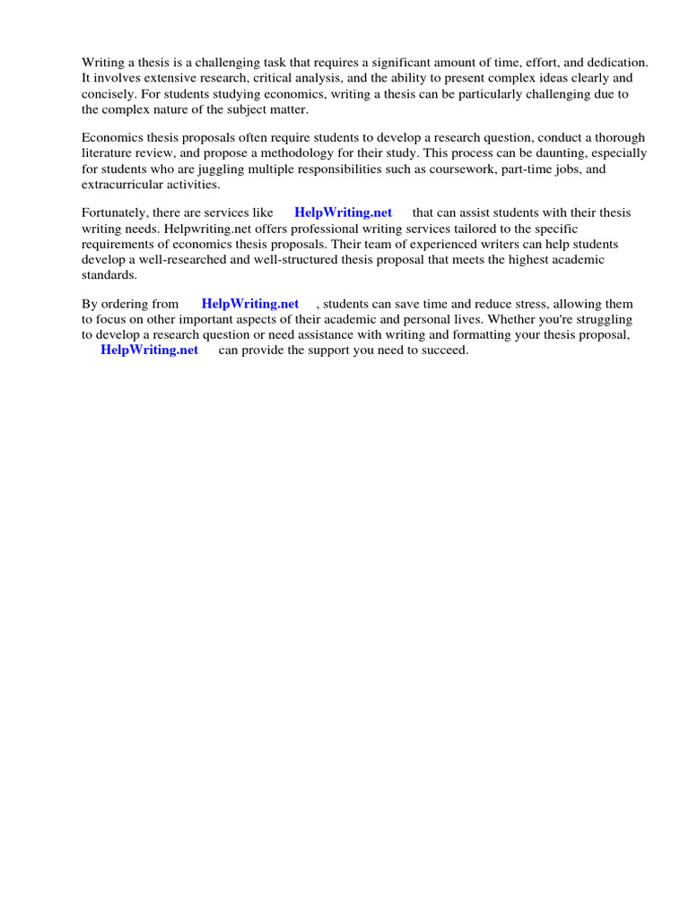 Economics Thesis Proposal | PDF | Thesis | Economics