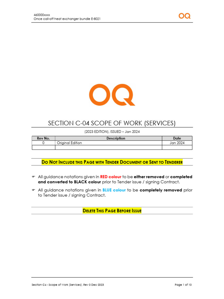 C4 Scope of Work | PDF | Heat Exchanger | Specification (Technical Standard)