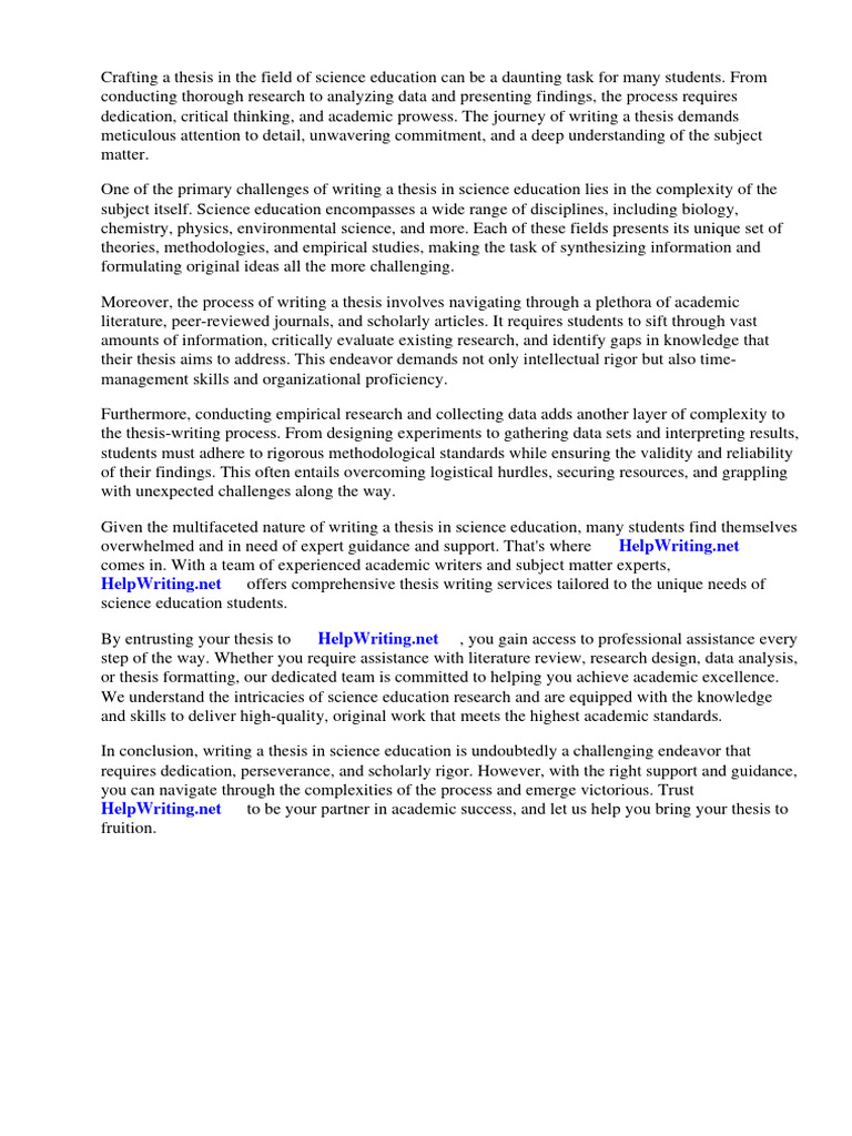 Thesis Title Science Education | PDF