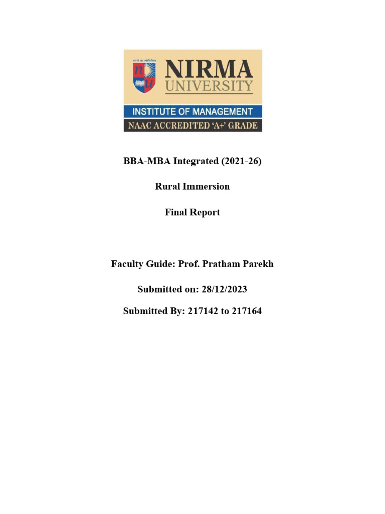 Rural Immersion Final Report | PDF