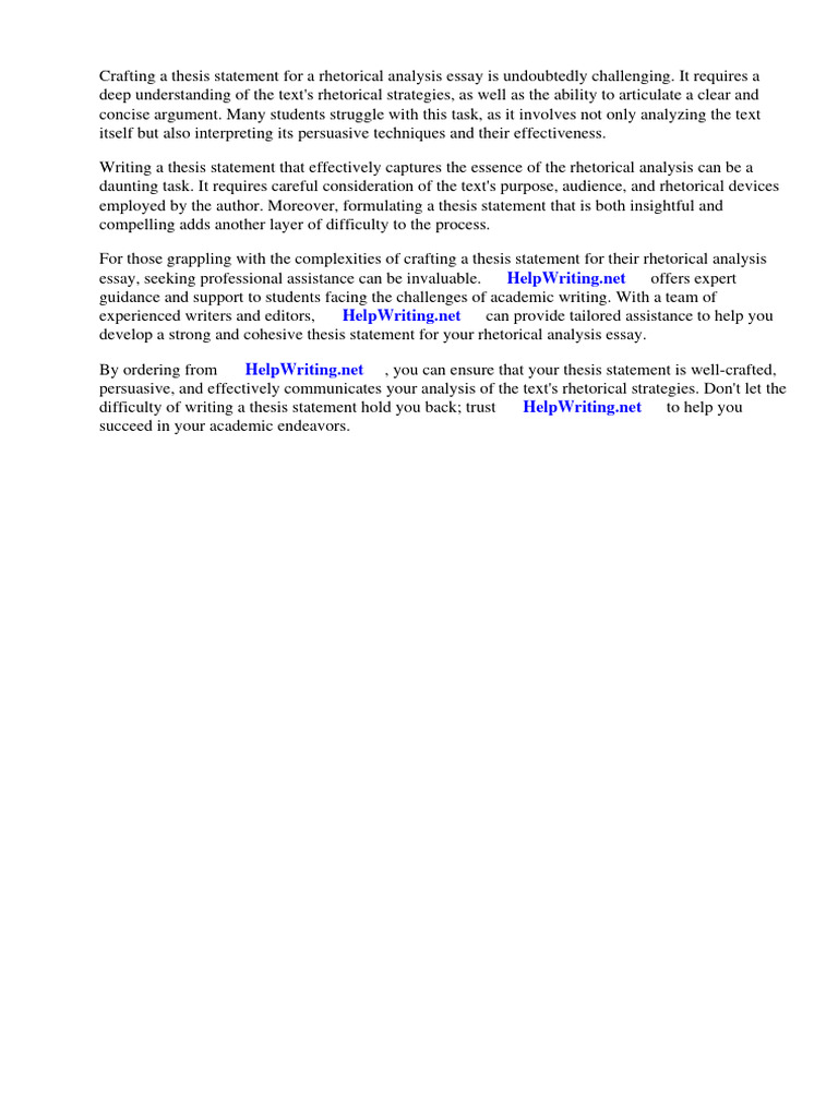 Thesis Statement Rhetorical Analysis Essay | PDF | Rhetoric | Essays