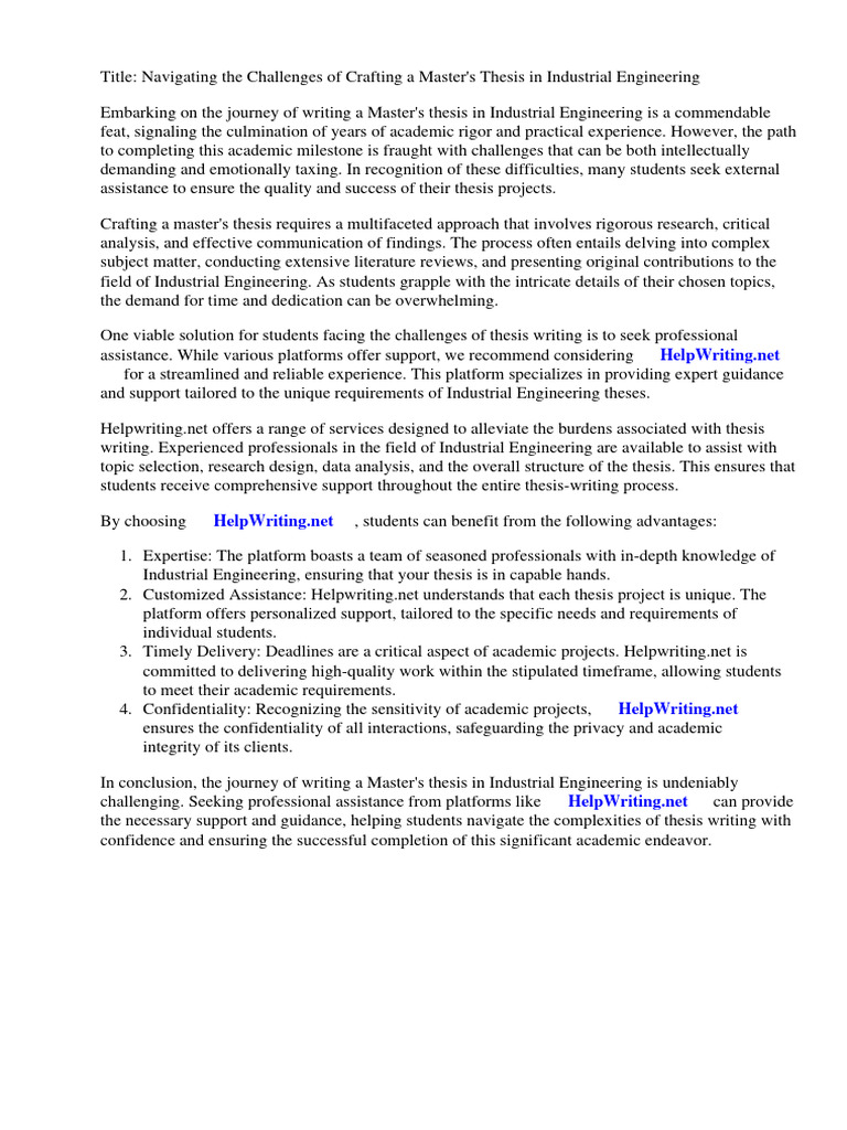 Masters Thesis Topics Industrial Engineering | PDF | Engineering | Thesis
