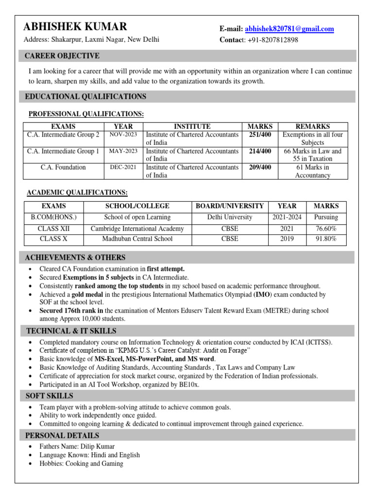 Resume-Abhishek Kumar | PDF