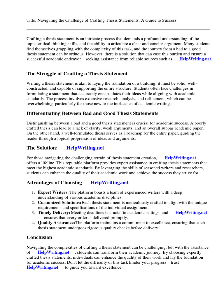 Bad and Good Thesis Statements | Download Free PDF | Essays | Thesis