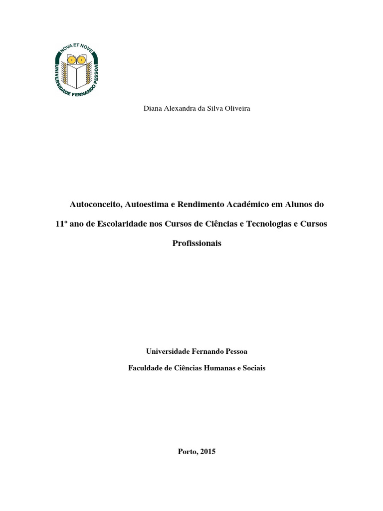 Autoconceito, Autoestima e Rendimento Académico em Alunos Do | PDF