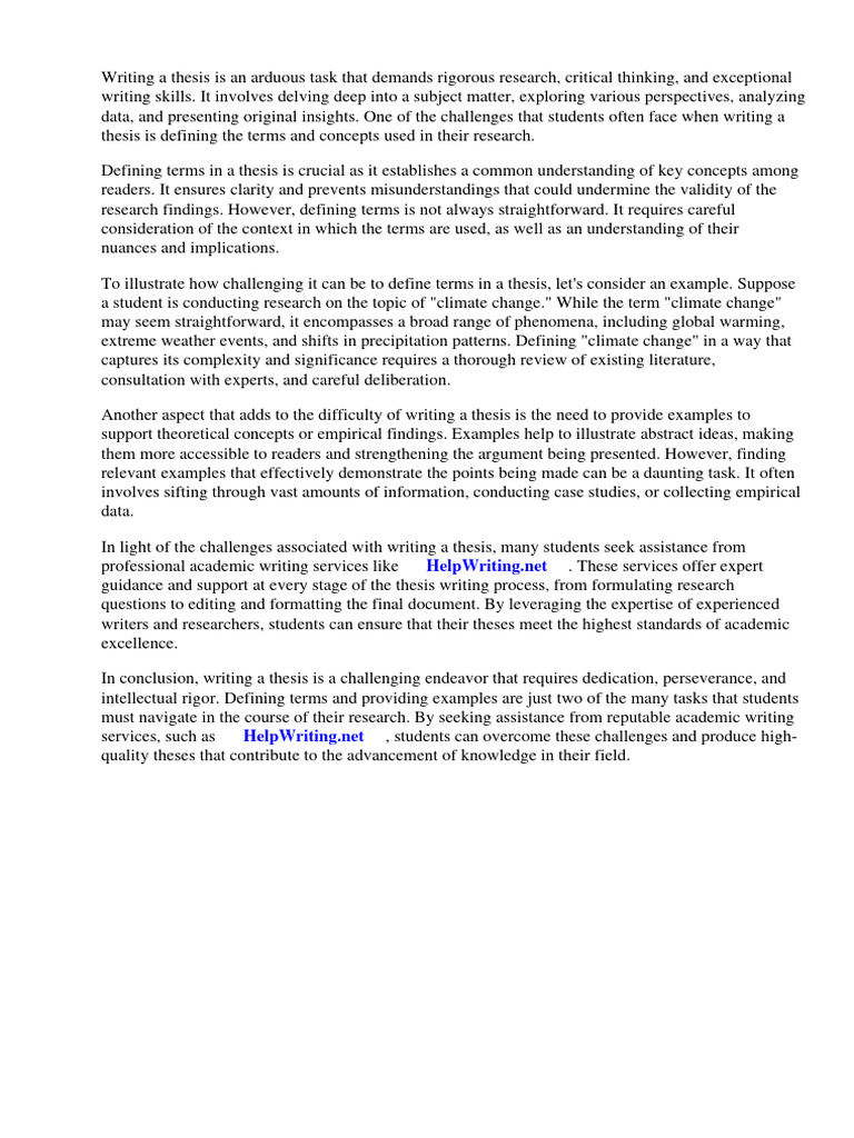 Definition of Terms Thesis Examples | PDF | Thesis | Essays