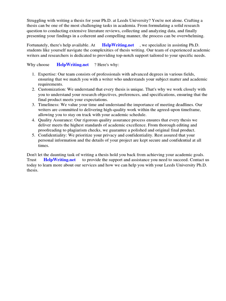 Thesis Writing Support for Leeds PhDs | PDF