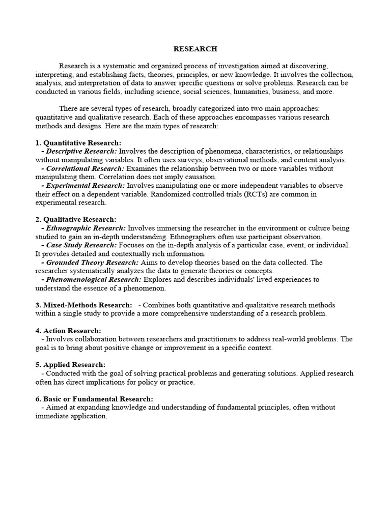 RESEARCH | PDF | Methodology | Qualitative Research