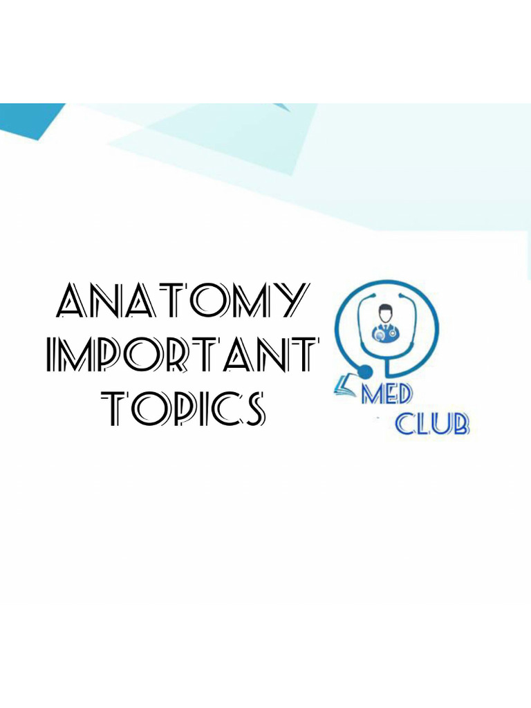 Anatomy Important Topics For Exam PDF
