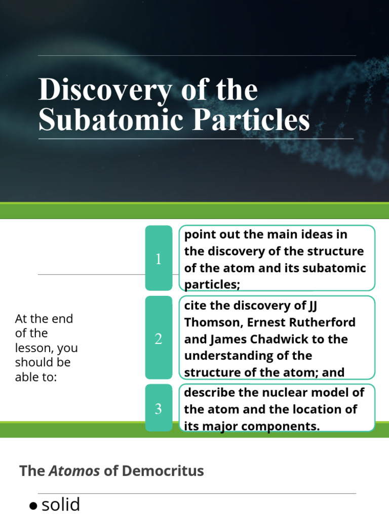 Physical Science SHS 2.2 Discovery of the Subatomic Particles | PDF ...