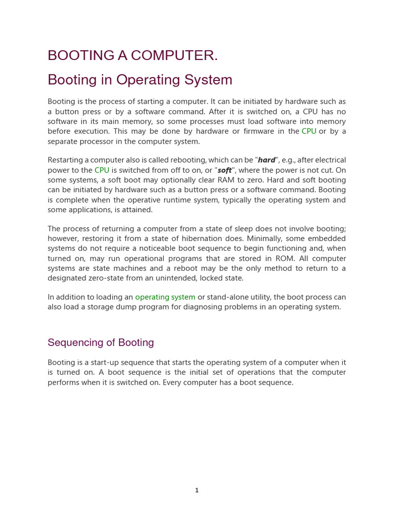 Booting A Computer | PDF | Booting | Bios Booting A Computer | PDF | Booting | Bios
