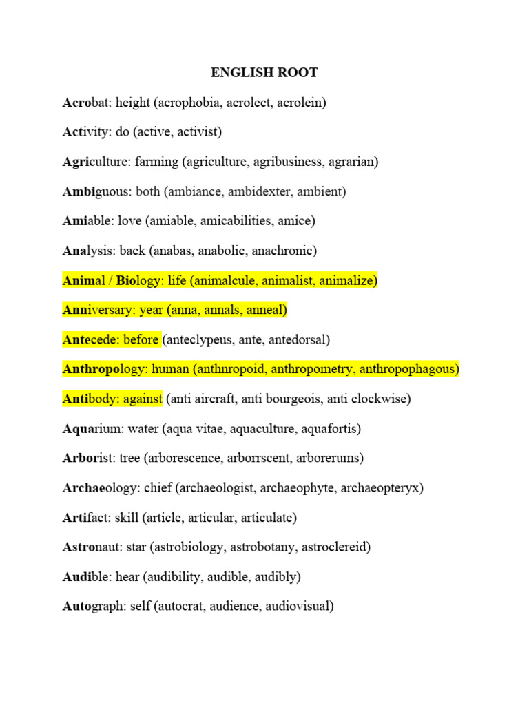 English Root | PDF