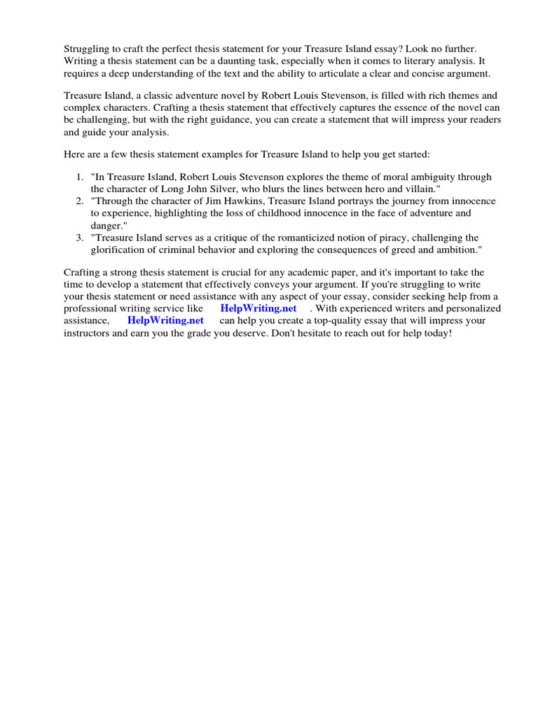 Thesis Statement Examples For Treasure Island | PDF | Treasure Island ...