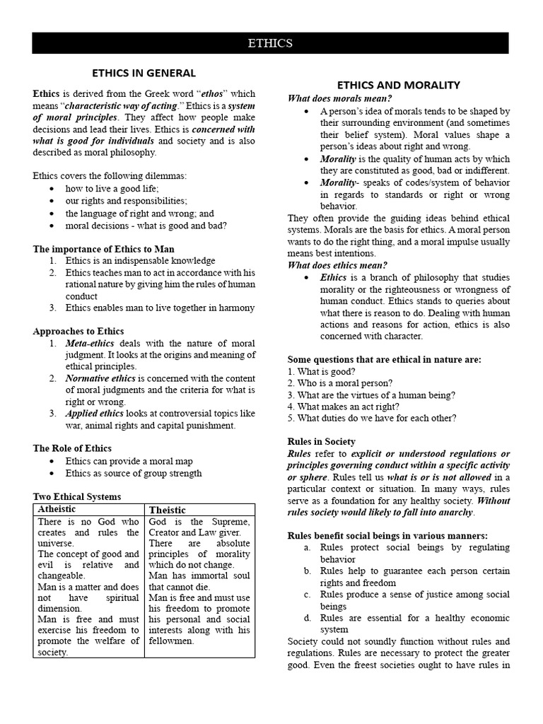 Ethics Notes | PDF