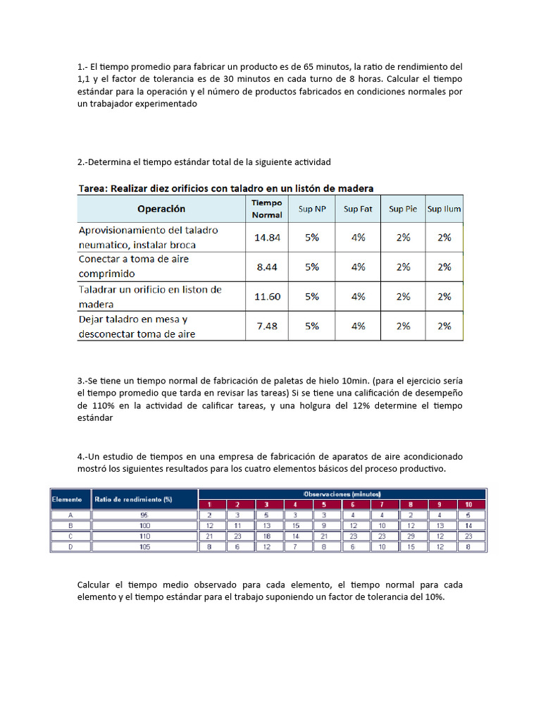 Ejercicios de Tiempo Normal | PDF