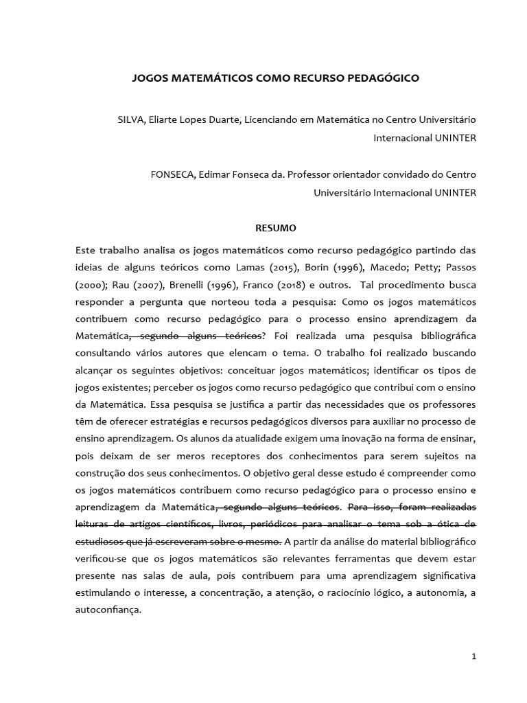 Template Modelo Artigo Tcc 1 Eliarte 3 Pdf Pedagogia Aprendizado