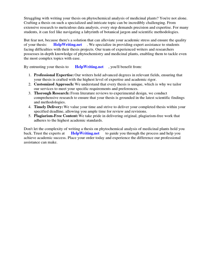 Thesis On Phytochemical Analysis of Medicinal Plants | PDF