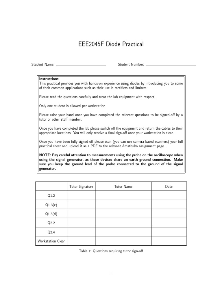 EEE2045F Diode Practical | PDF | Rectifier | Diode