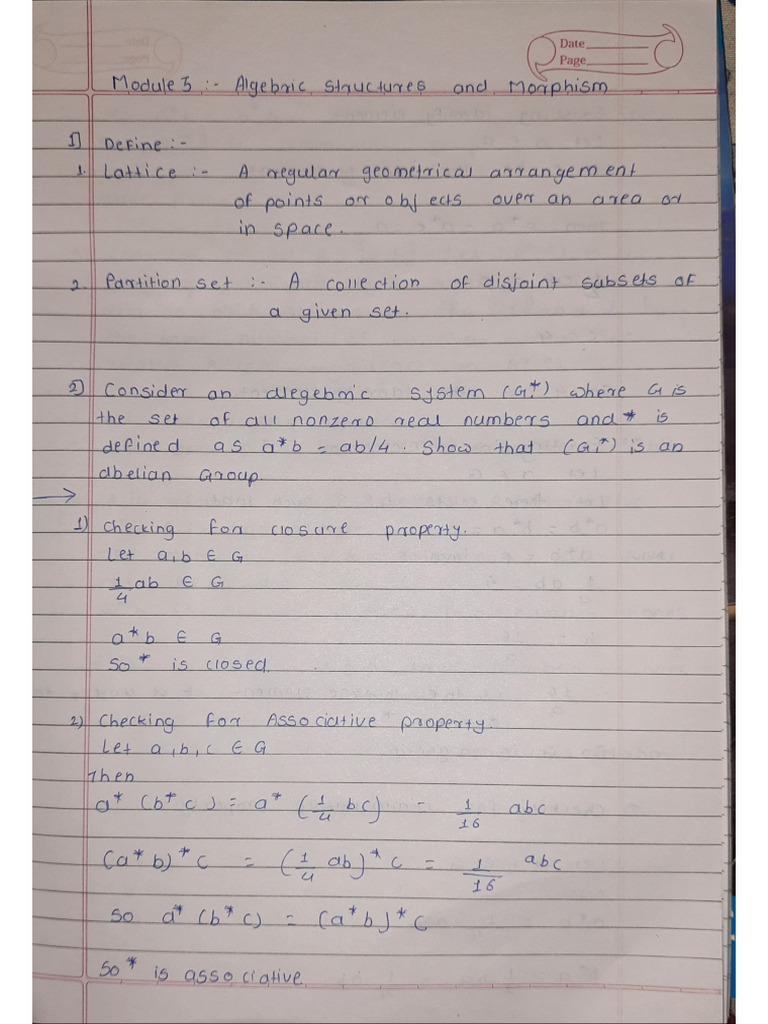Algebraic Structures And Morphism Handwritten Notes Pdf