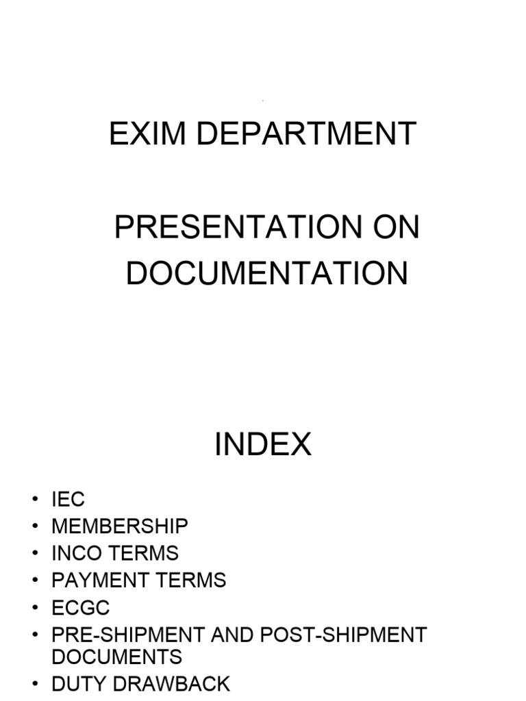 EXIM Documentation and Procedures Guide | PDF