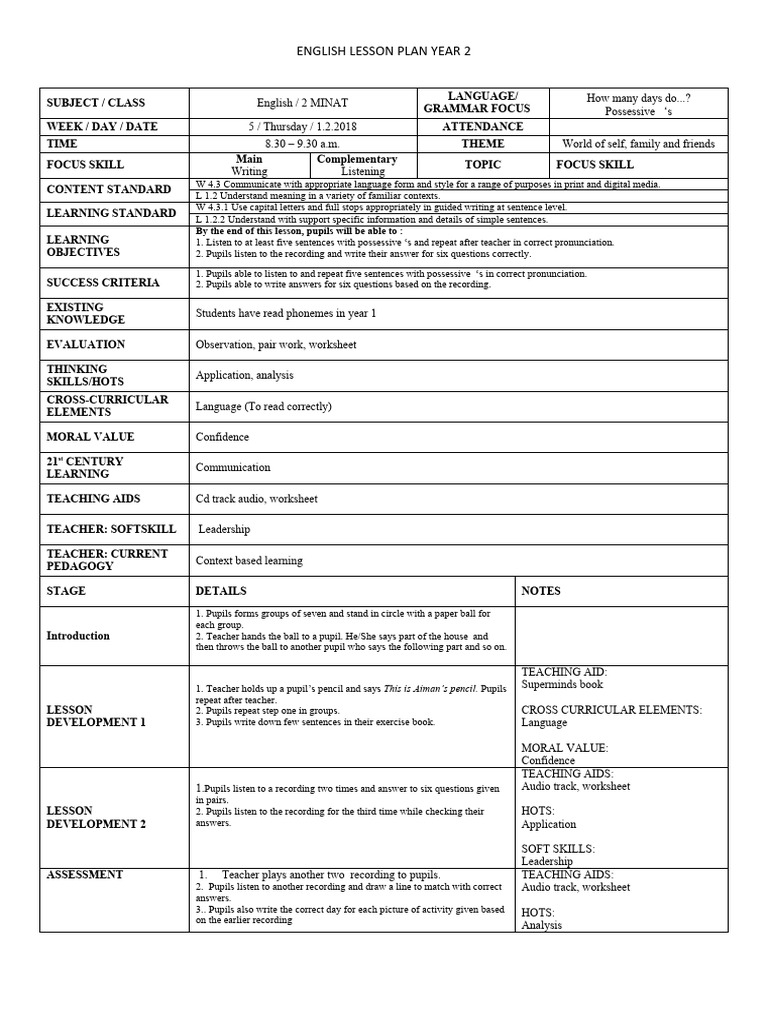 Week 8 Day 1 Pdf Teachers Lesson Plan