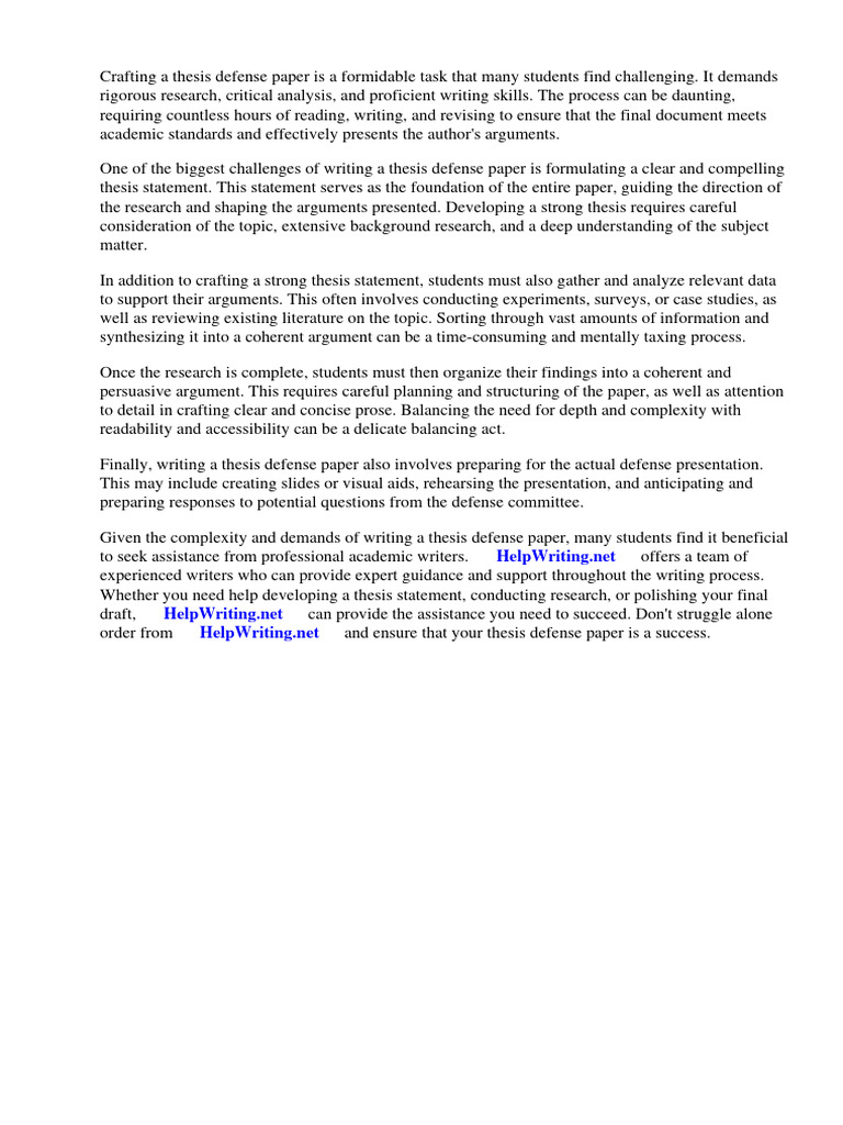 Writing A Thesis Defense Paper | PDF | Thesis