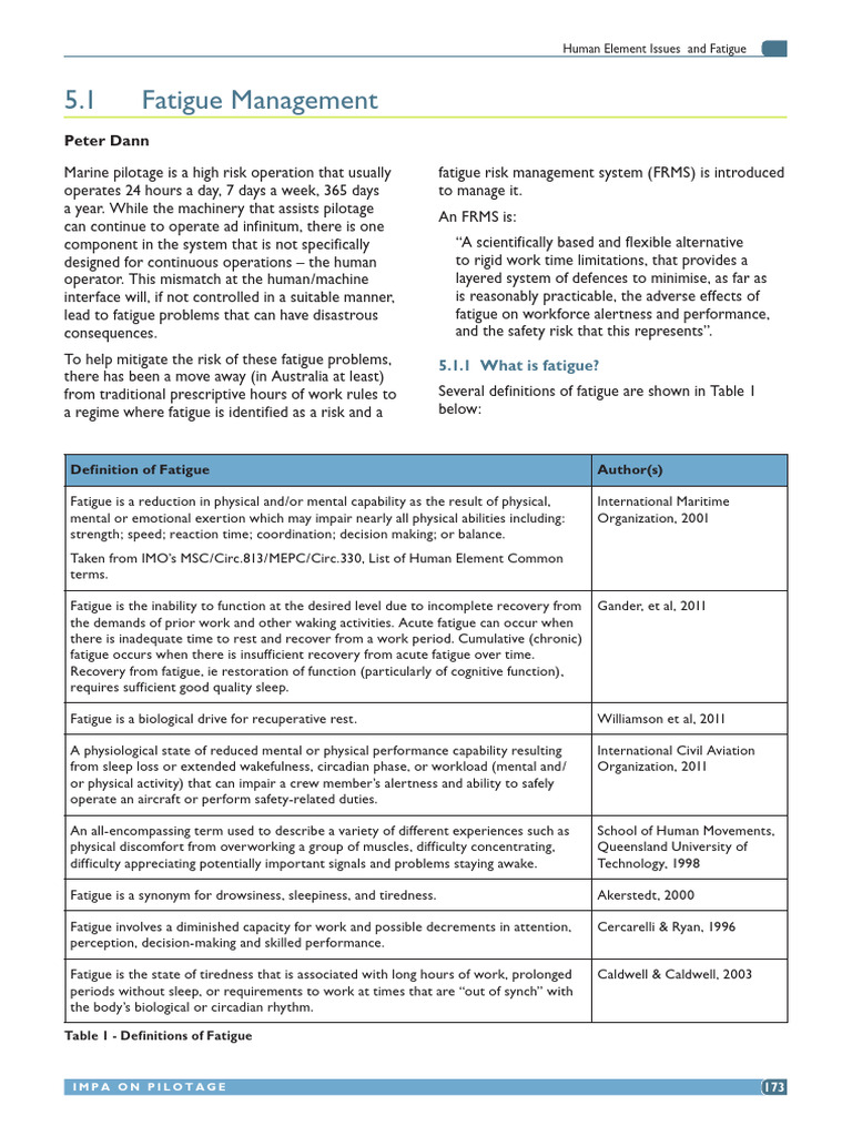 IMPA On Pilotage - Fatigue Management - A6L3K5 | PDF