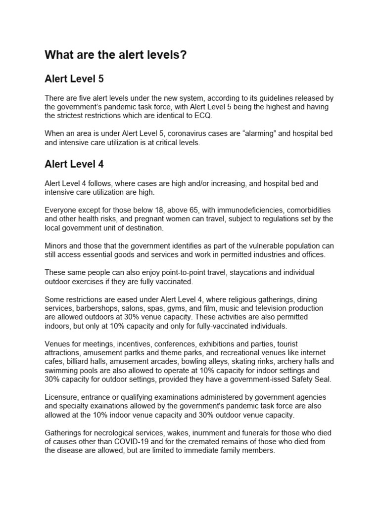 What Are The Alert Levels | PDF