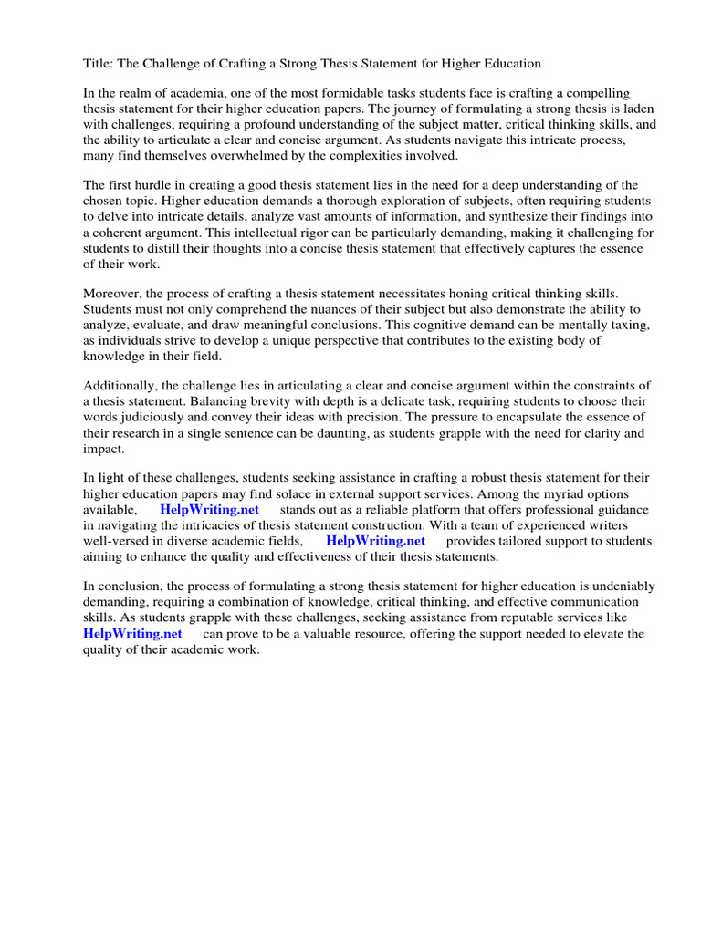 Crafting Strong Thesis Statements | PDF | Thesis | Essays