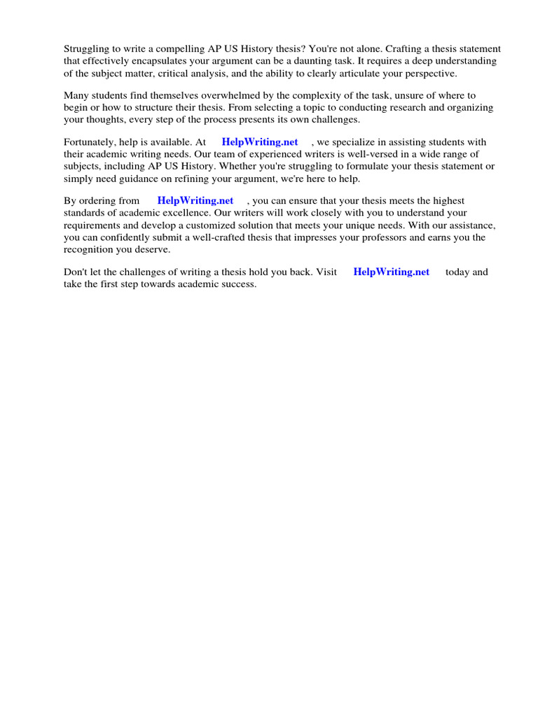 How To Write A AP Us History Thesis | PDF | Essays | Thesis