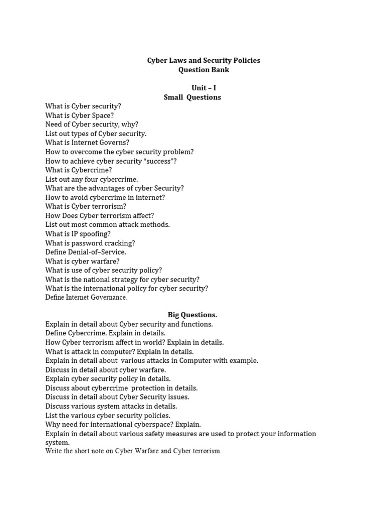 Cyber Security Unit 1and2 Download Free Pdf Security Computer Security